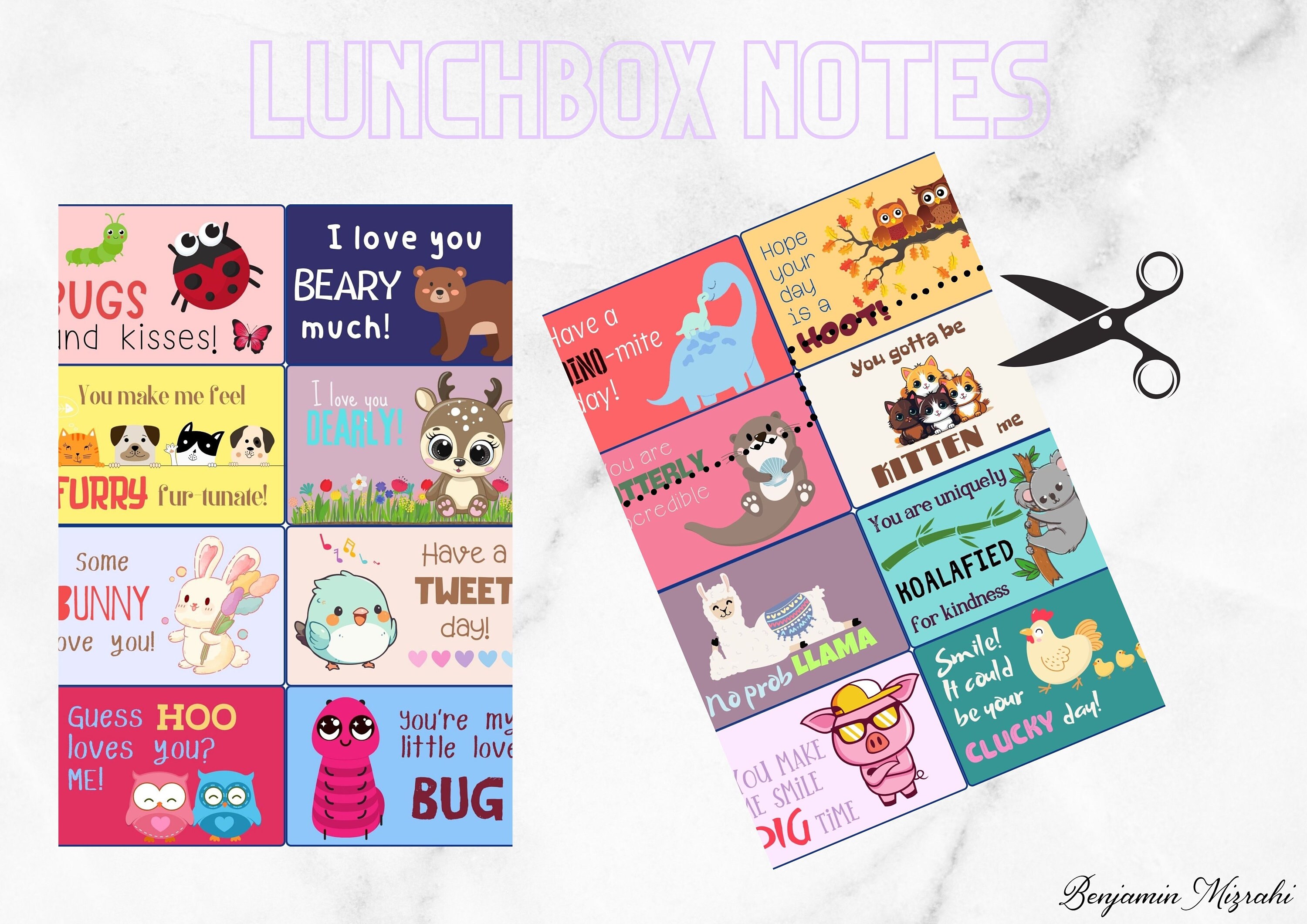 Printable Lunchbox Notes, Sweet Affirmation Cards (instant Download) - Etsy