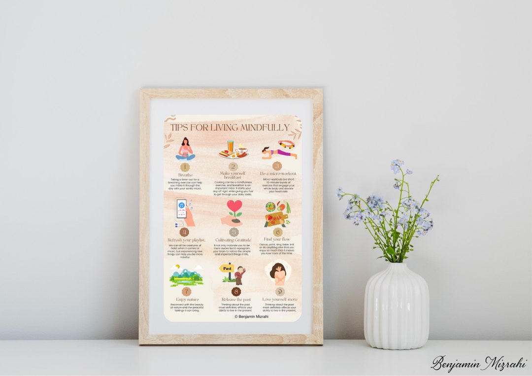 Mindfulness Tips Poster | Self-care, Positive Affirmations (digital ...