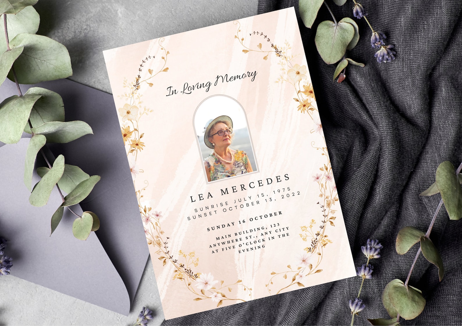 Editable Pink Funeral Program Template, Memorial Program, Funeral ...