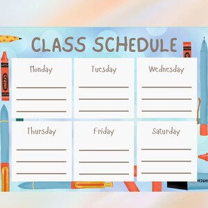 Class Schedule Printable | Back to School Weekly Schedule | Classroom ...