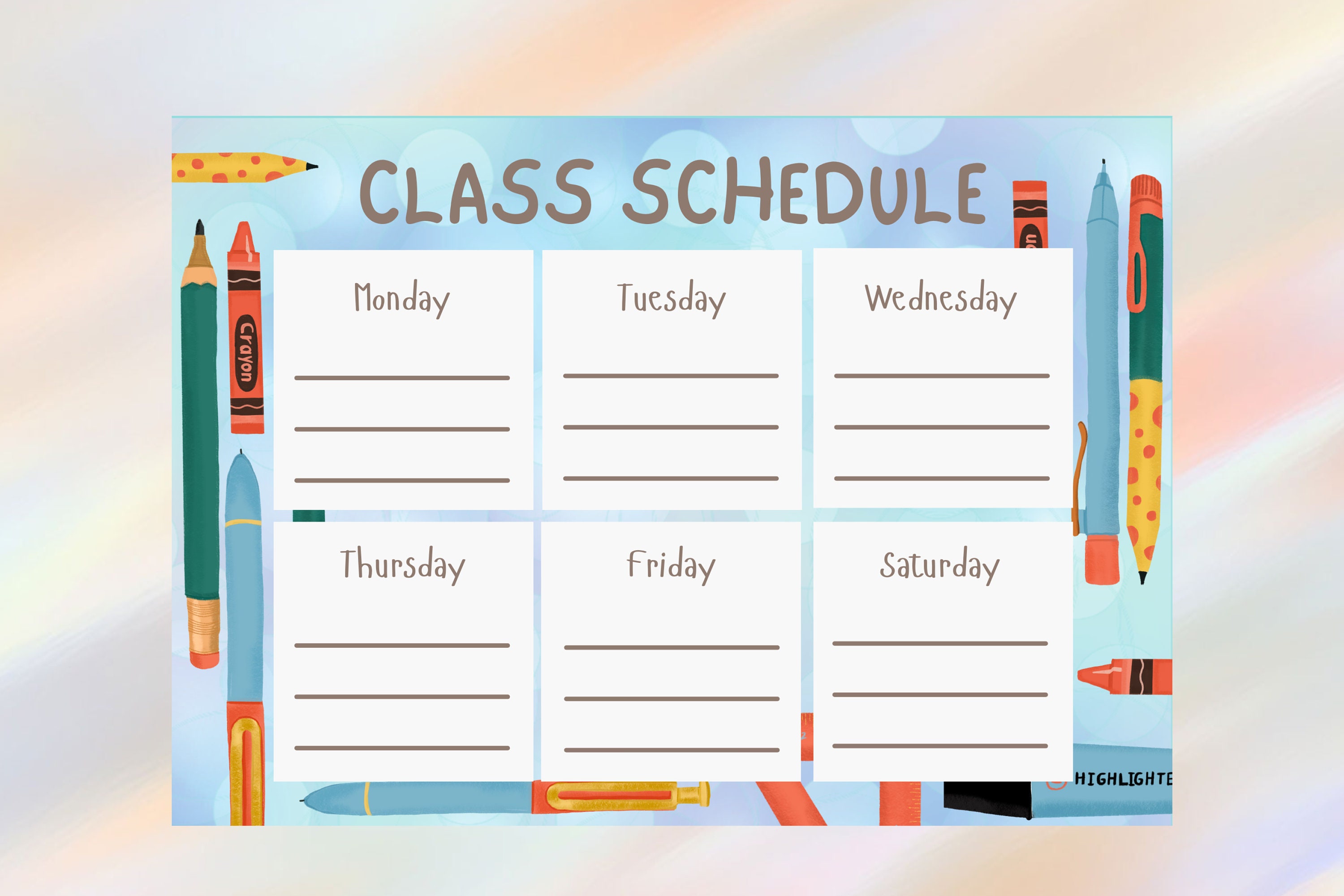 Class Schedule Printable | Back to School Weekly Schedule | Classroom ...