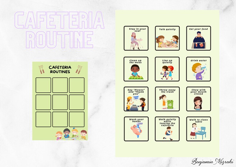 Cafeteria Routine Cards I Visual Schedule Cards Toddler Preschool ...