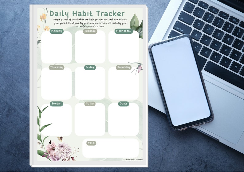 Daily Habit Tracker | Printable Goal Planner | Simple Tasks Planner ...