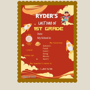 Editable First or Last Day of School -- 1st Grade Boy or Girl Cute ...