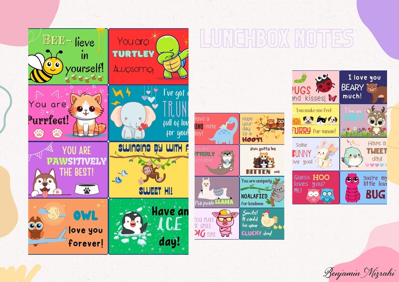 Printable Lunchbox Notes, Sweet Affirmation Cards (instant Download) - Etsy