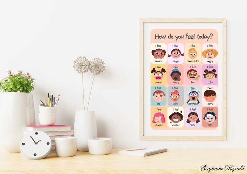 Feelings Chart Poster – Self Regulation, Classroom Homeschool Decor ...