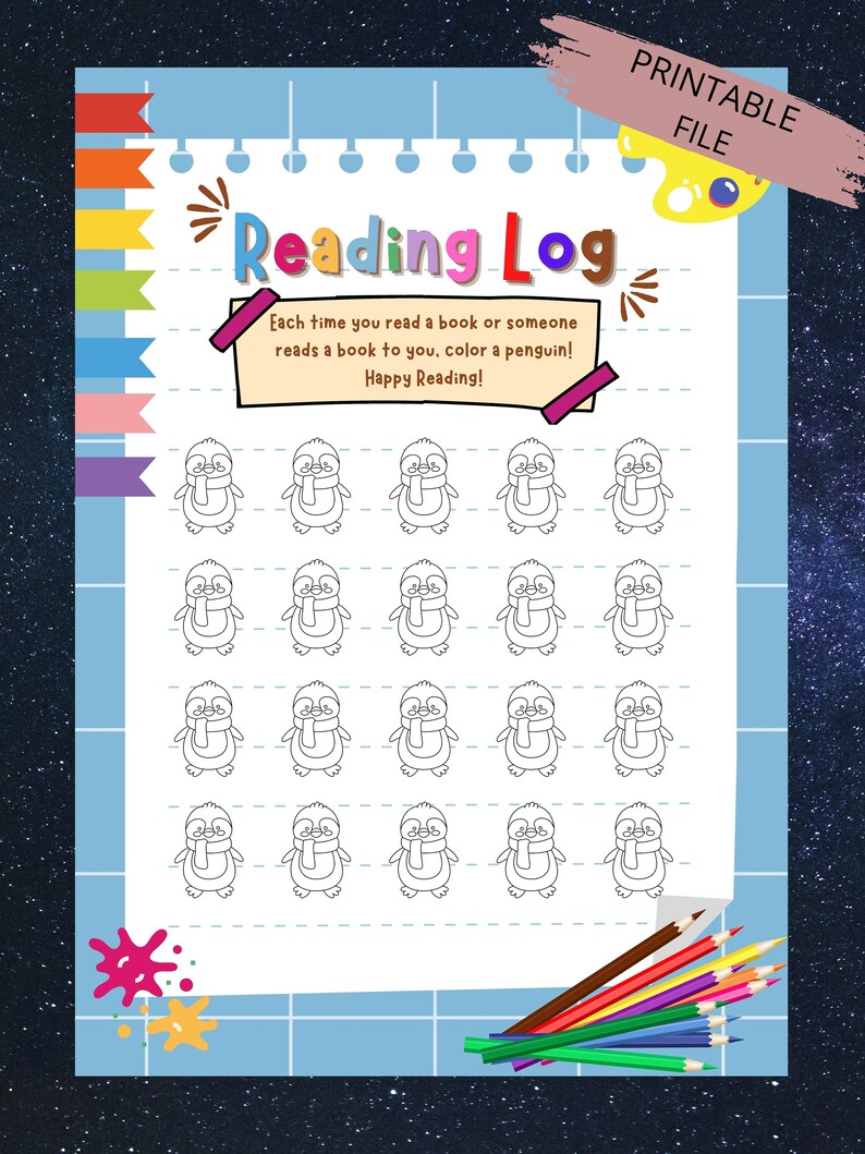 Kids Sloth Reading Log Printable, Summer Reading Incentive (digital ...