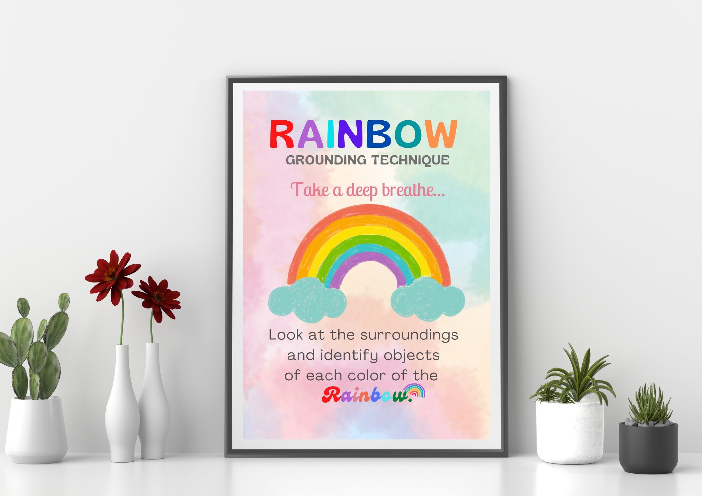 Rainbow Design Grounding Technique Therapy Poster - Grounding Technique ...