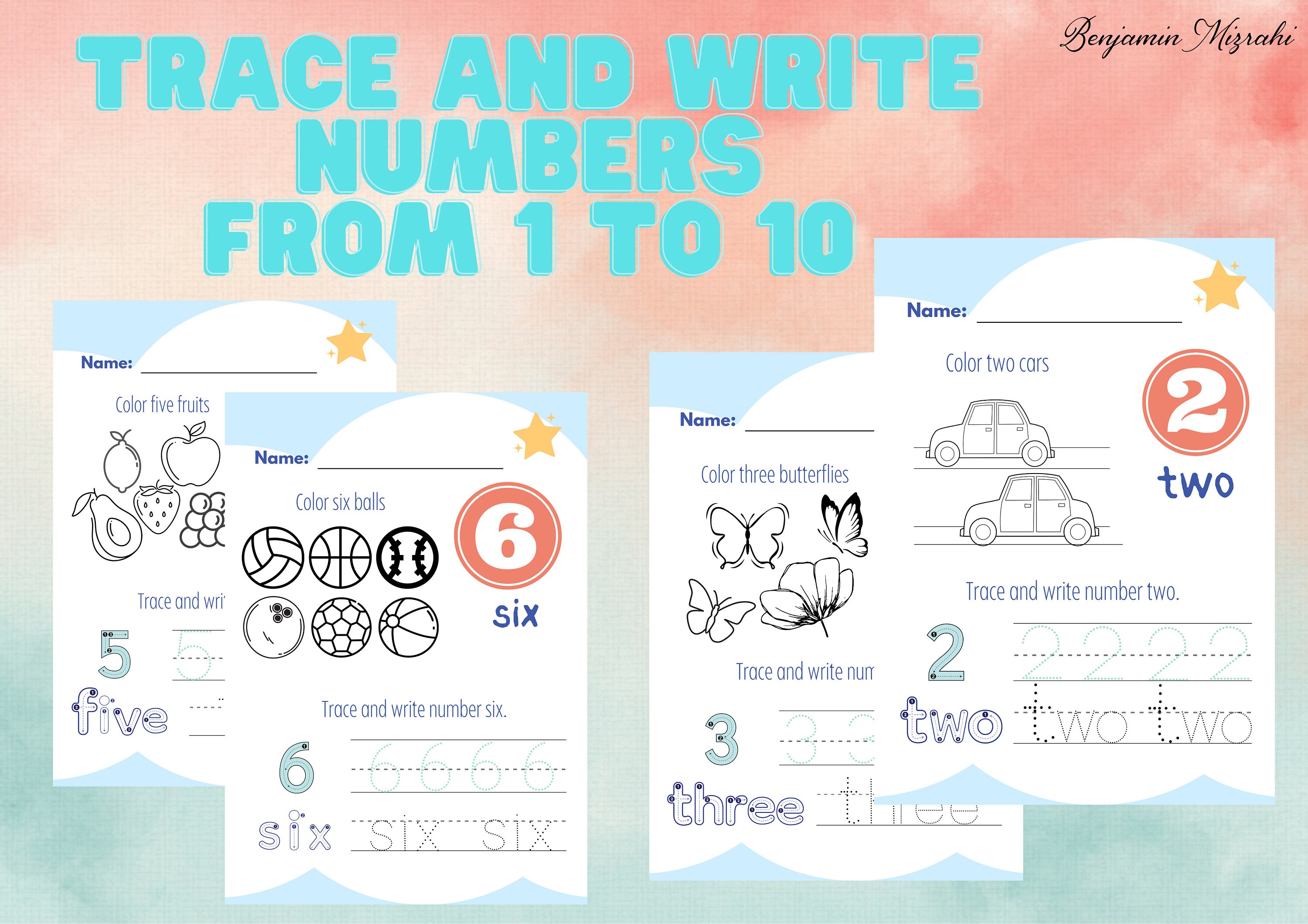 Numbers 1 to 10 Tracing Practice PDF Worksheets for Homeschooling ...