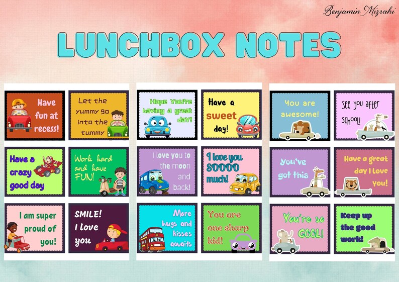 Printable Lunchbox Sweet Notes, Lunchbox Notes, Lunchbox Motivation ...