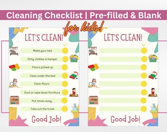 EDITABLE Cleaning Checklist for Kids, Cleaning Planner, Cleaning ...