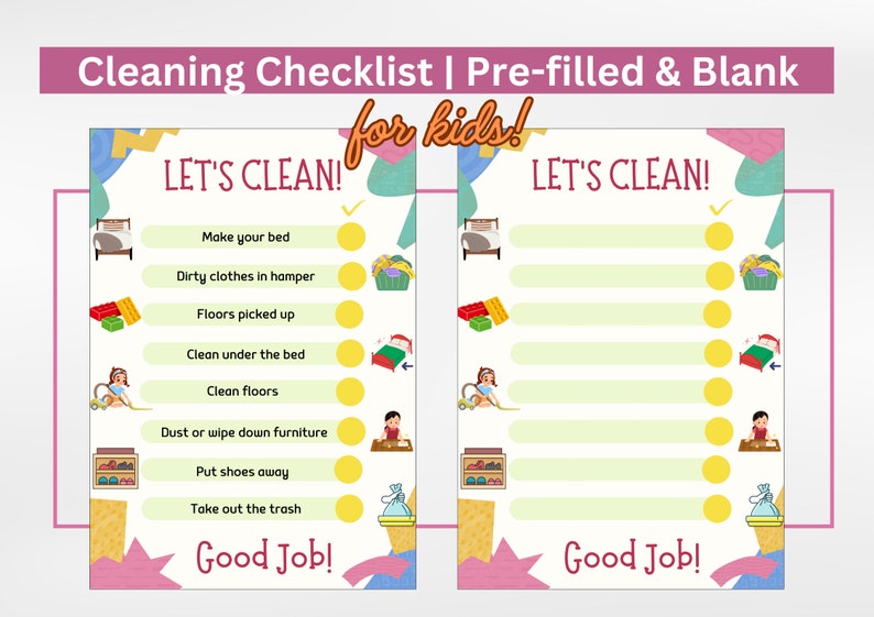 EDITABLE Cleaning Checklist for Kids, Cleaning Planner, Cleaning ...
