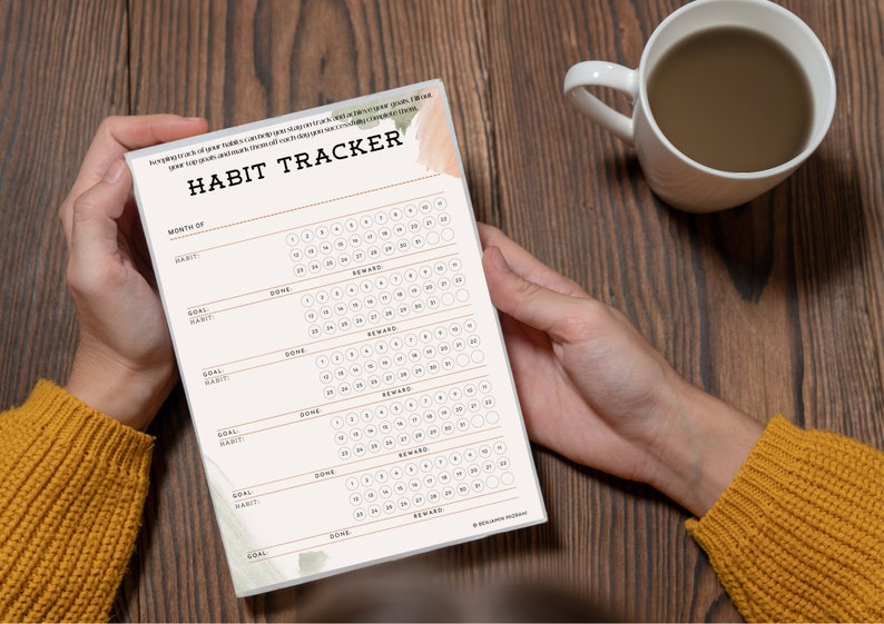 Monthly Habit Tracker Printable Goal Planner Mindfulness Planner Simple ...