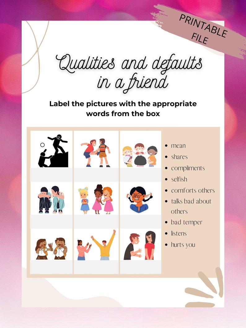 Good Vs Bad Friend Poster: Social Skills Activity (printable) - Etsy