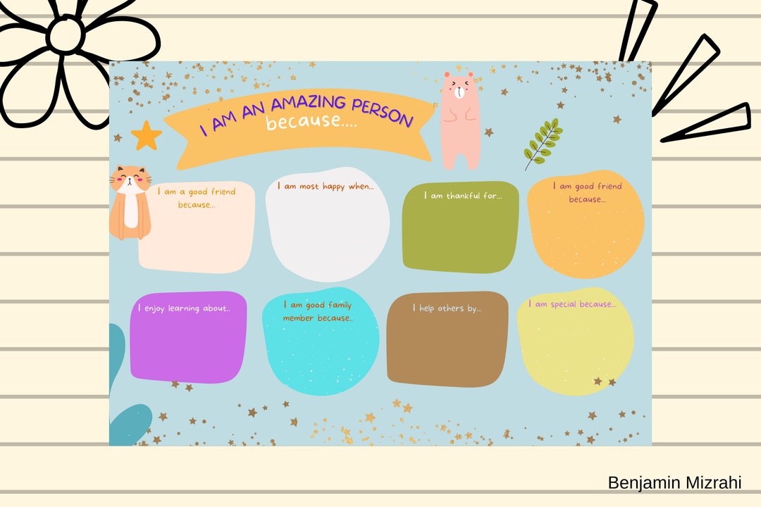 Daily Self-esteem Journal Printable Worksheet Child Therapy Counseling ...