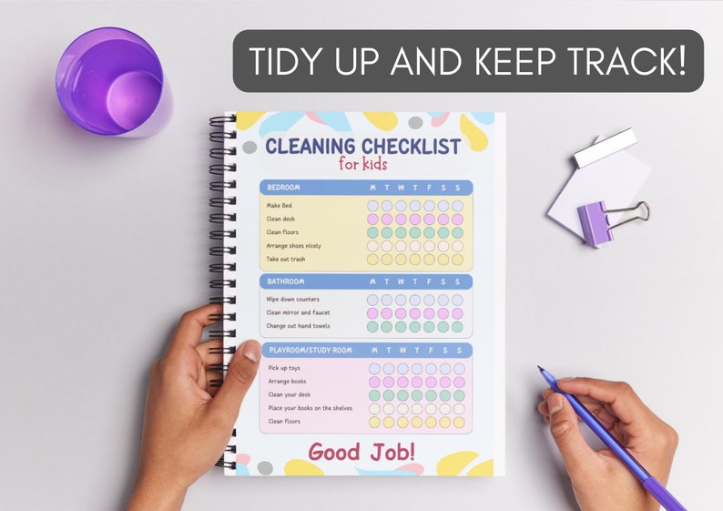 EDITABLE Cleaning Checklist for Kids, Cleaning Planner, Cleaning ...