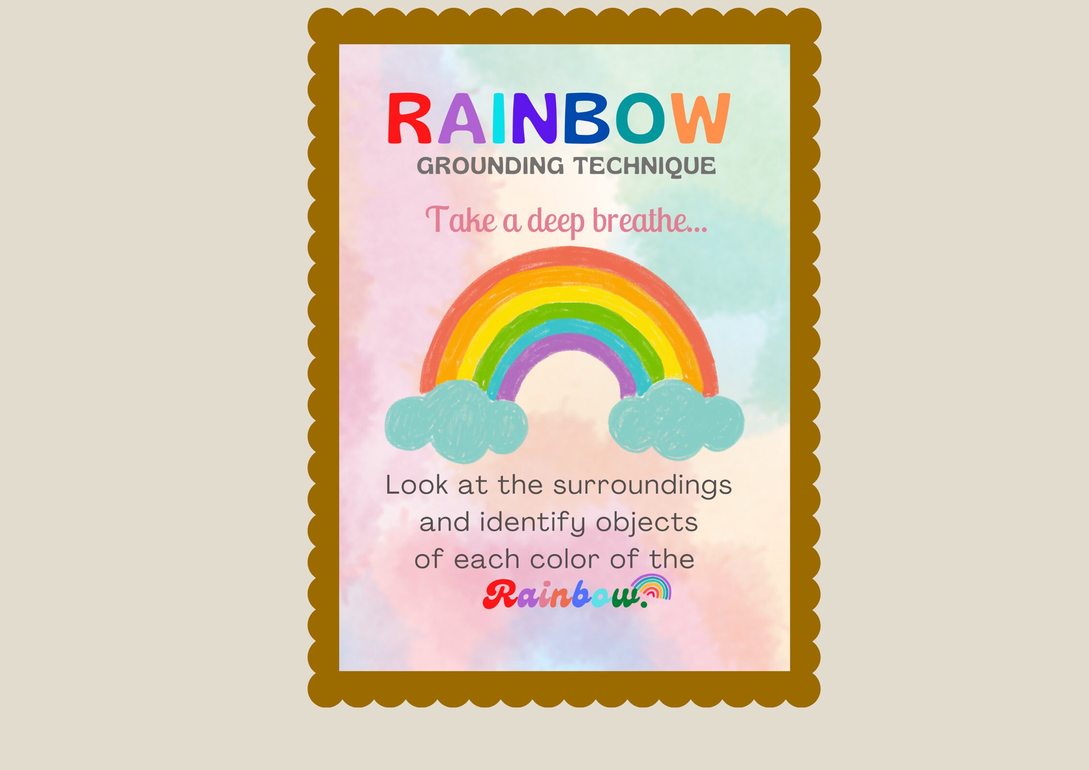 Rainbow Design Grounding Technique Therapy Poster - Grounding Technique ...