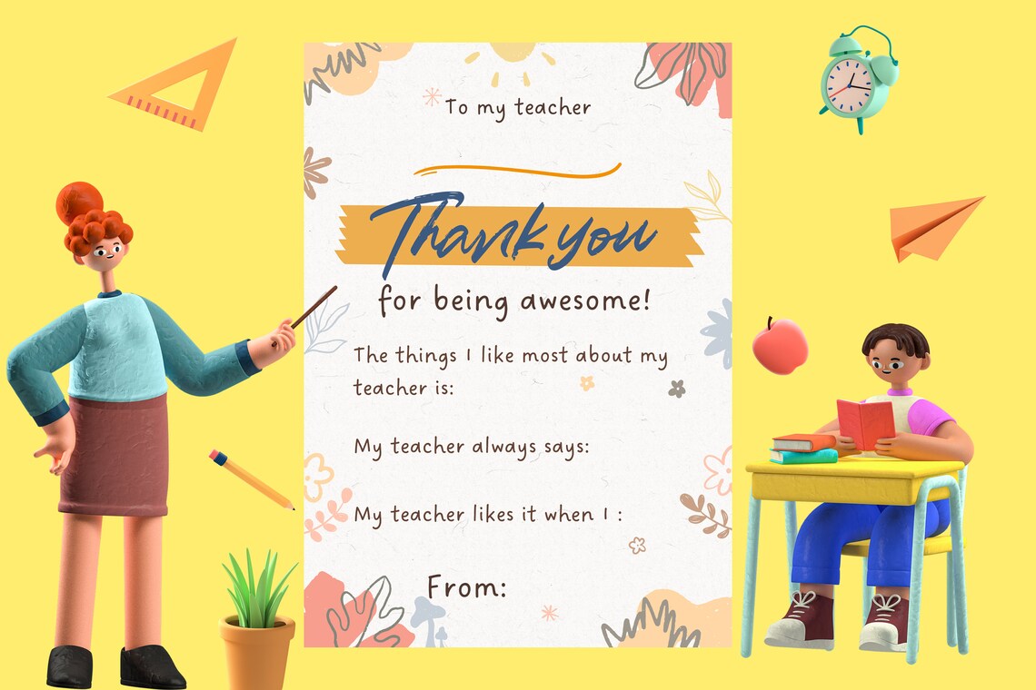 Thank You Cards for Teacher, Teacher Appreciation Week Gift, Teacher ...
