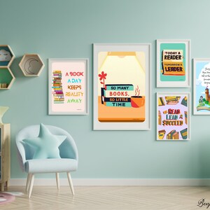 Reading Corner Posters, Classroom Decor, Let's Read Print Motivational ...
