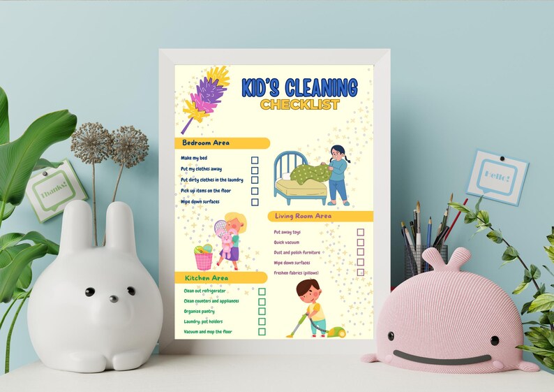 Kid's Cleaning Checklist | Printable Chore Chart (digital Download) - Etsy