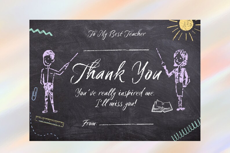 Appreciation Invitation, Grateful for You Teacher, Chalkboard Printable ...