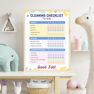 EDITABLE Cleaning Checklist for Kids, Cleaning Planner, Cleaning ...