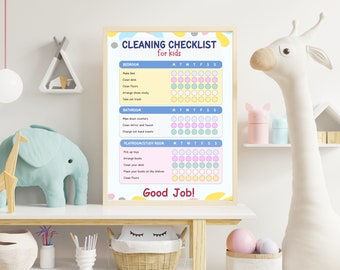 EDITABLE Cleaning Checklist for Kids, Cleaning Planner, Cleaning ...