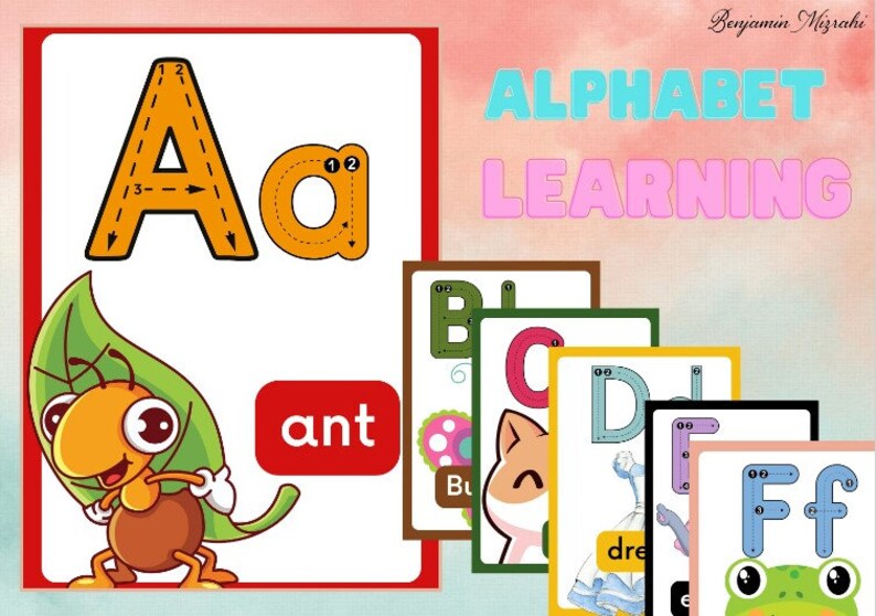 Upper & Lowercase Alphabet Tracing Cards Letters A to Z 26 - Etsy