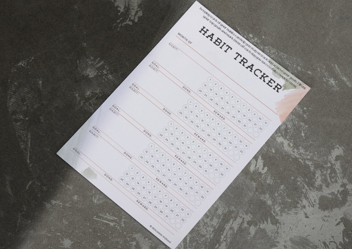Monthly Habit Tracker Printable Goal Planner Mindfulness - Etsy