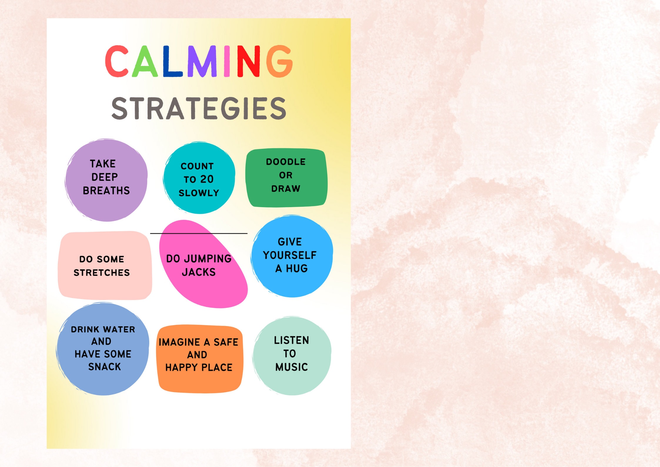 Calming Strategies - Calm Down Poster - Calm Corner Decor Printable - Etsy