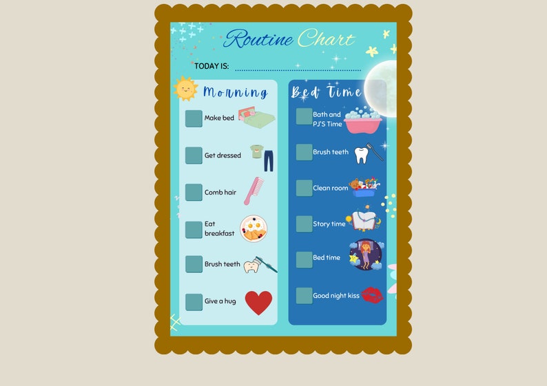 Kids Morning Routine and Evening Routine Chart for Kids Preschoolers ...