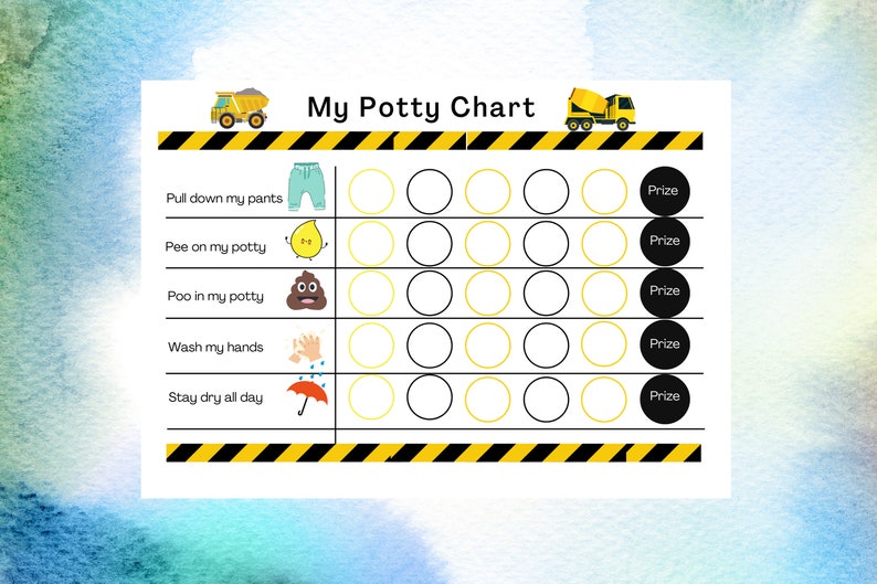 Car Potty Training Rewards Chart - Printable Potty Training Prize Chart ...