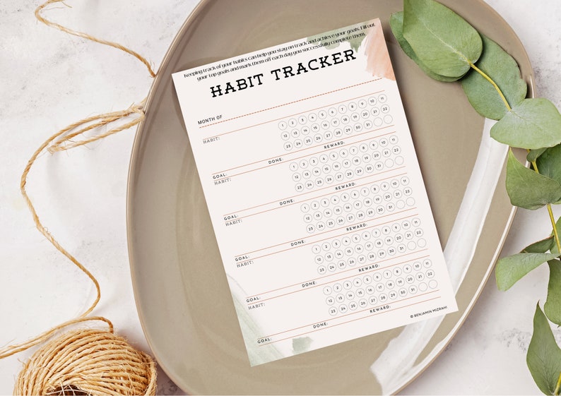 Monthly Habit Tracker Printable Goal Planner Mindfulness - Etsy
