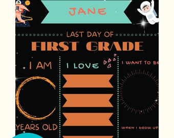 Editable First or Last Day of School Sign Any Grade Sign for Boy or ...