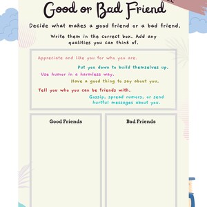 Good Vs Bad Friends Poster PRINTABLE Emotional Learning Social Skills ...