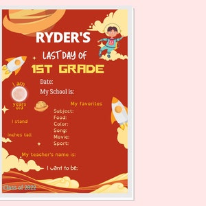 Editable First or Last Day of School -- 1st Grade Boy or Girl Cute ...