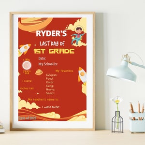 Editable First or Last Day of School -- 1st Grade Boy or Girl Cute ...