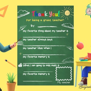 Teacher Thank You Card Printable, Teacher Appreciation Notes, Printable ...