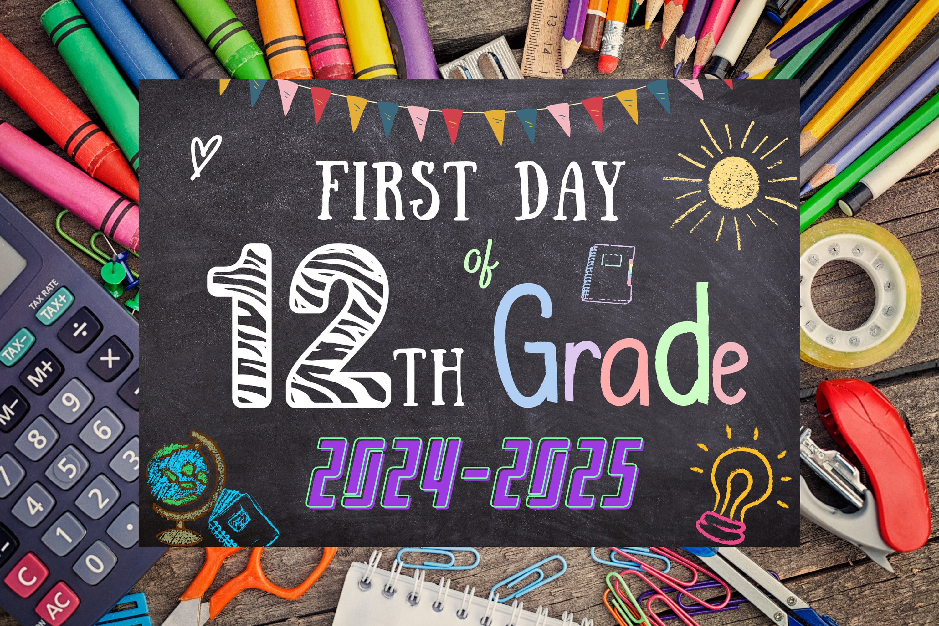 Editable First Day of School Chalkboard Poster Girl First Day of Grade ...