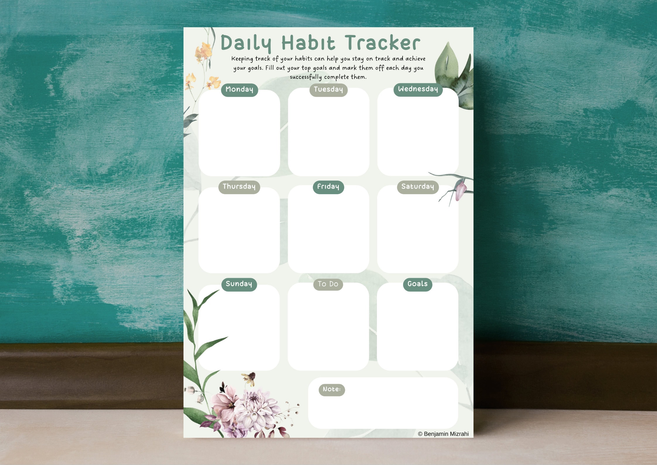 Daily Habit Tracker | Printable Goal Planner | Simple Tasks Planner ...