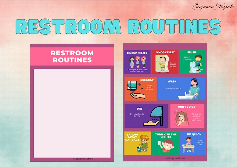 Restroom Routine Cards I Visual Schedule Cards| Toddler Preschooi ...