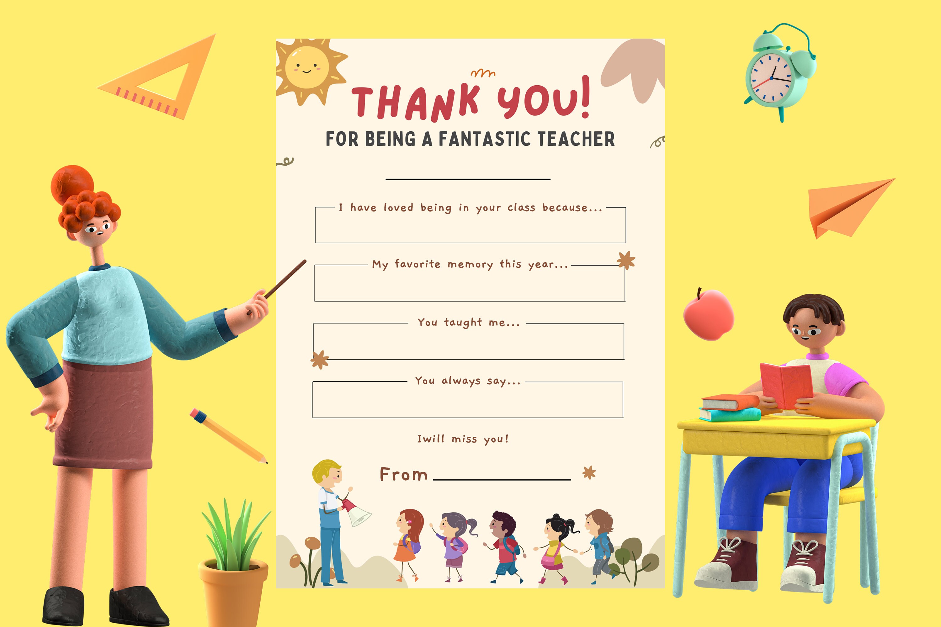 Teacher Appreciation Week, Printable Thank You, Digital Coloring Page ...