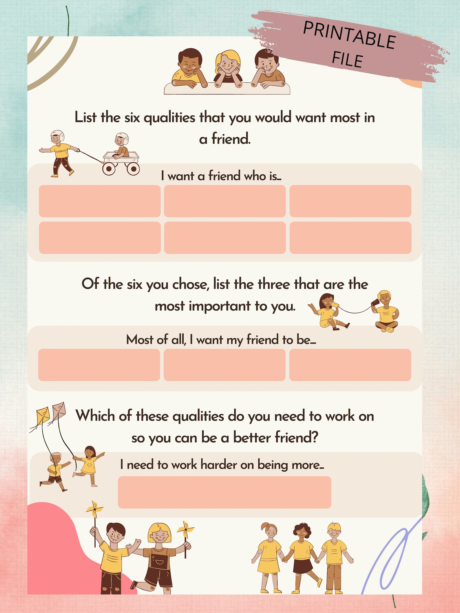 Good Vs Bad Friends Poster - PRINTABLE Emotional Learning Social Skills ...