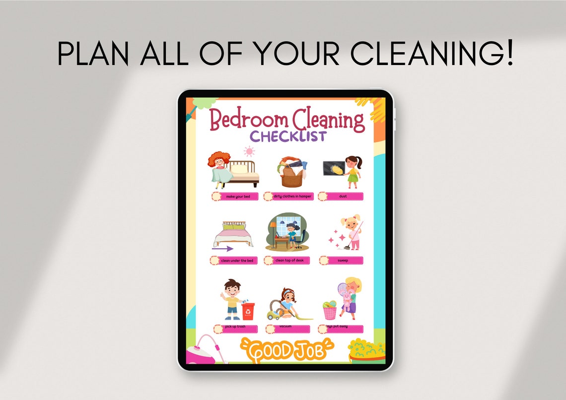 Printable Bedroom Cleaning Checklist for Kids, Clean Room Checklist ...