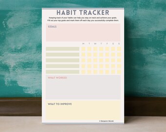 Minimalist Daily Habit Tracker Printable Goal Planner Simple Tasks ...