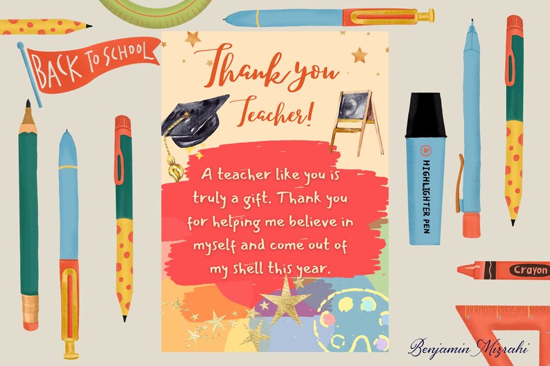 Editable Teacher Thank You Card Printable (canva) - Etsy