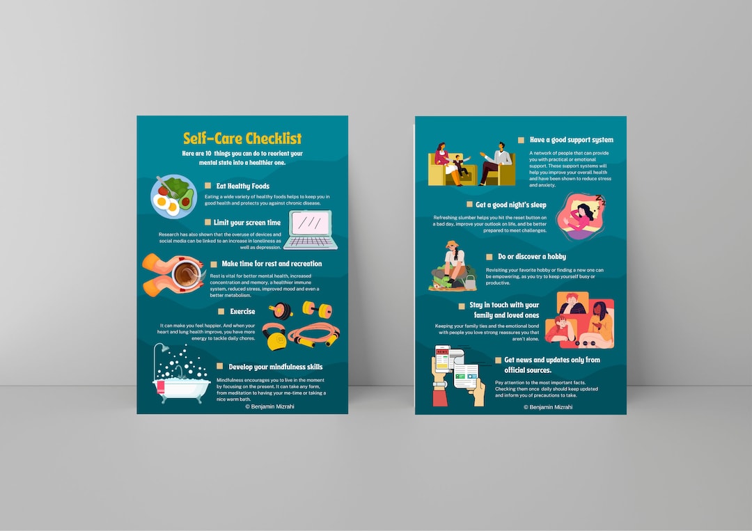 Self-care Checklist | Printable Checklist | Detailed Self-care ...