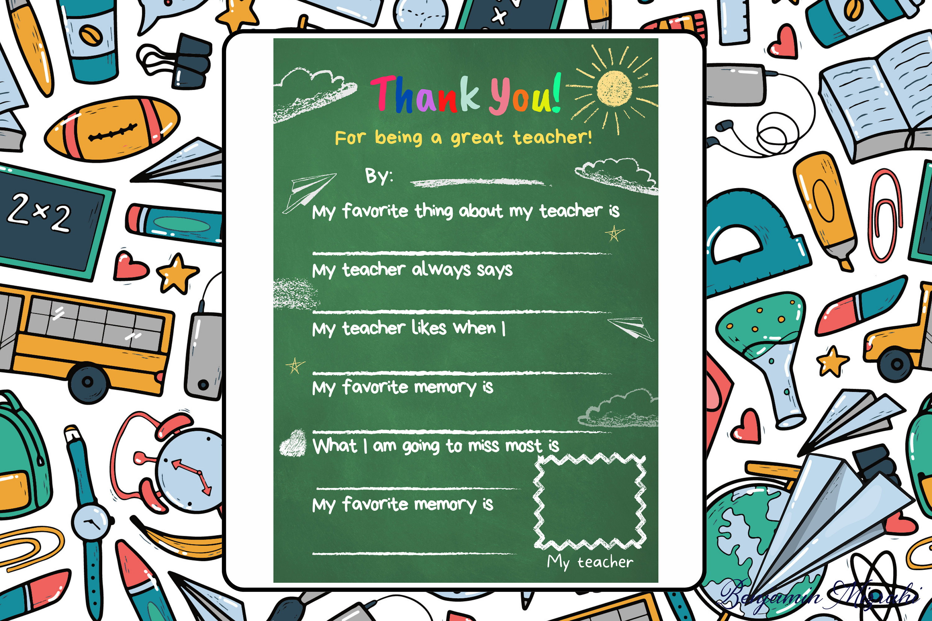 Teacher Thank You Card Printable, Teacher Appreciation Notes, Printable ...