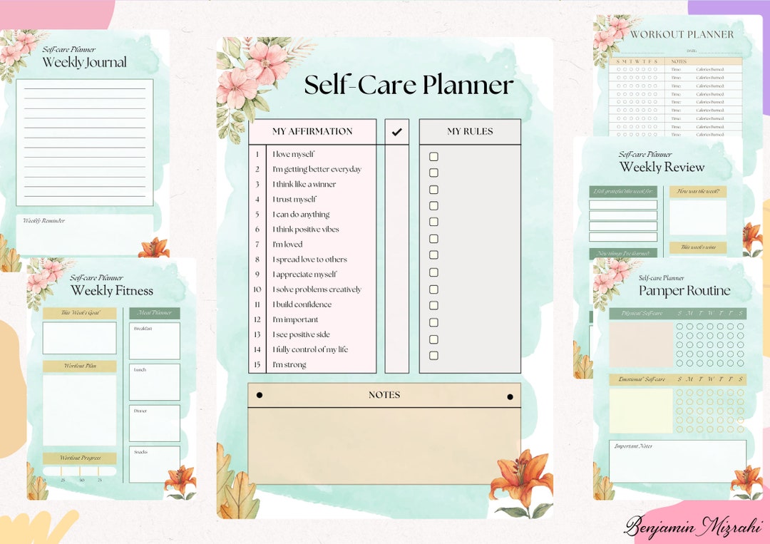 Self-care Planner | Pamper Routine | Weekly Review | Weekly Fitness ...