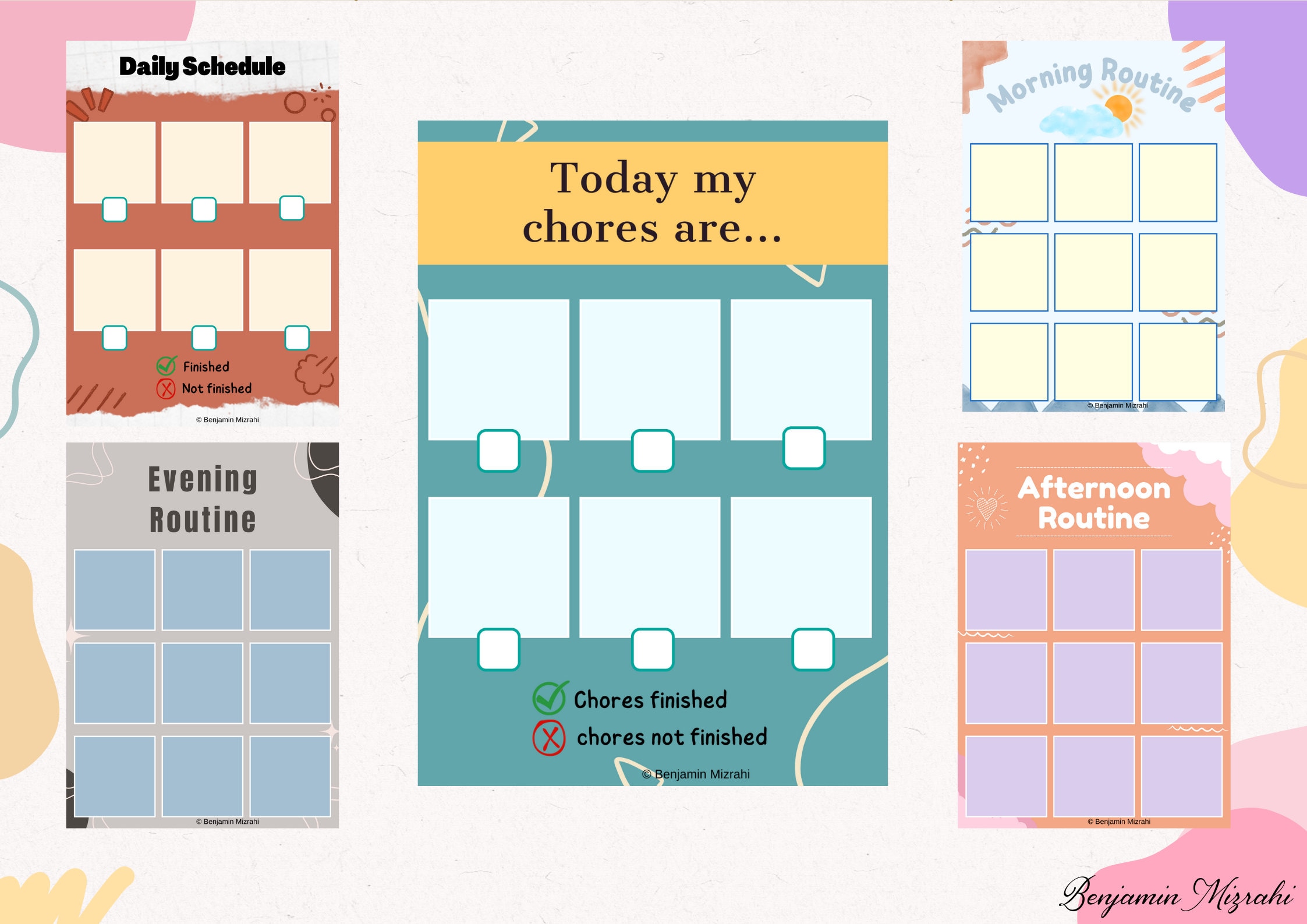 Behavior Chore Chart Cards for Kids | Editable Kids Daily Routine Cards ...